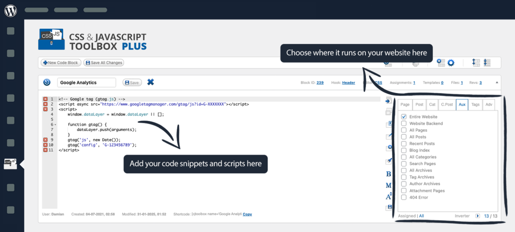 CSS & JavaScript Toolbox | CSS, JS, PHP, HTML WordPress Plugin